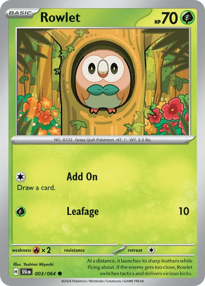 (3/64) Rowlet - Shrouded Fable - Super Retro - Preowned Trading Cards