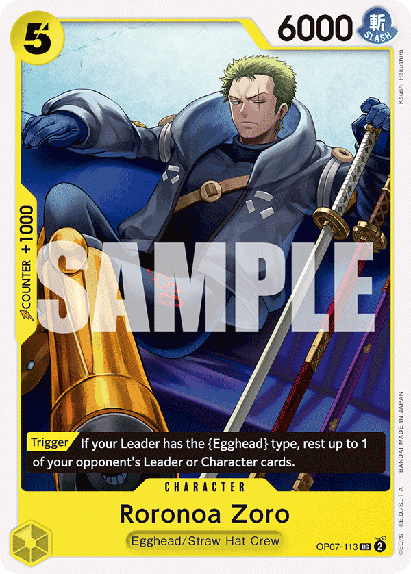 (113) Roronoa Zoro - OP07 - Super Retro - Preowned Trading Cards