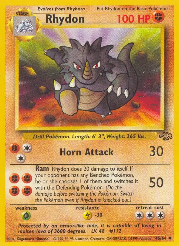 (45/64) Rhydon - Jungle - Super Retro - Preowned Trading Cards