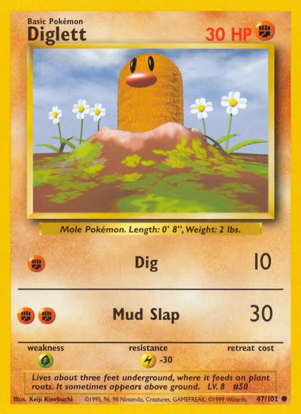 (47/102) Diglett - Base Set Unlimited - Super Retro - Preowned Trading ...