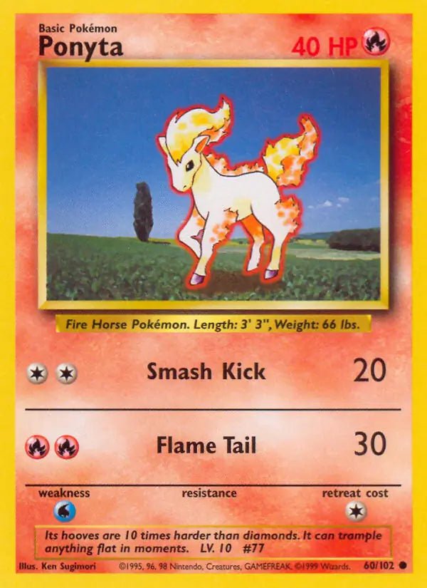 (60/102) Ponyta - Base Set Unlimited - Super Retro - Preowned Trading Cards