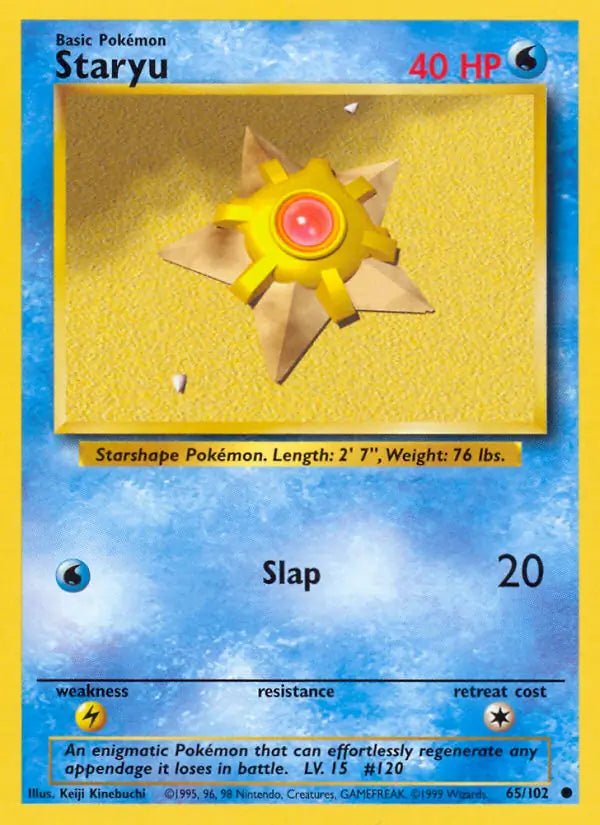 (65/102) Staryu - Base Set Unlimited - Super Retro - Preowned Trading Cards