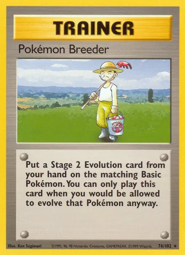 (76/102) Pokemon Breeder - Base Set Unlimited - Super Retro - Preowned ...