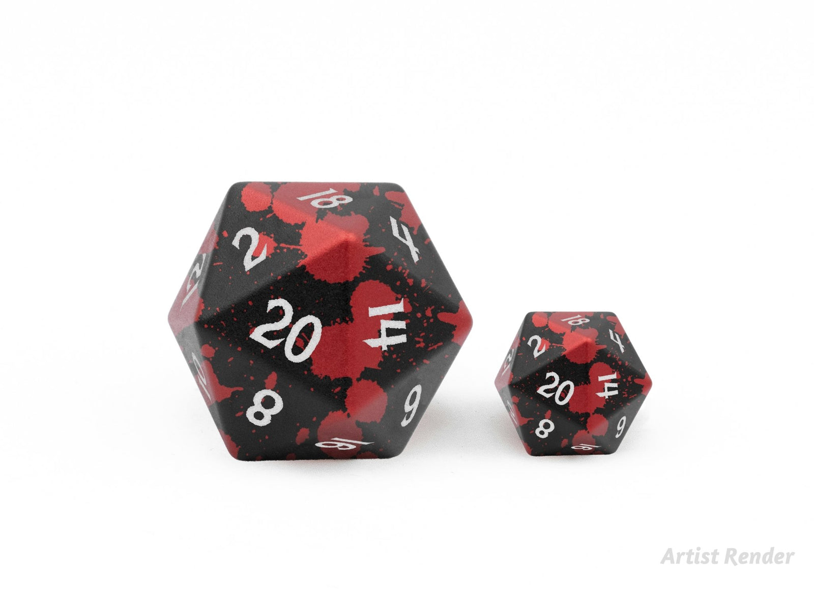 Level Up Dice 35mm D20 Red/Black - Super Retro - Dungeons & Dragons