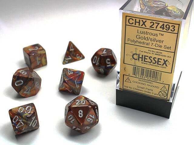 Polyhedral 7-Die Set Lustrous - Gold/Silver - Super Retro - Dungeons ...