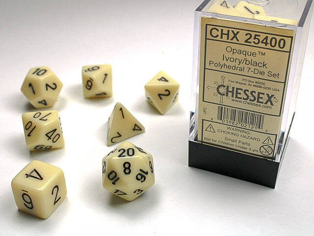 Polyhedral 7-Die Set Opaque - Ivory/Black - Super Retro - Dungeons ...